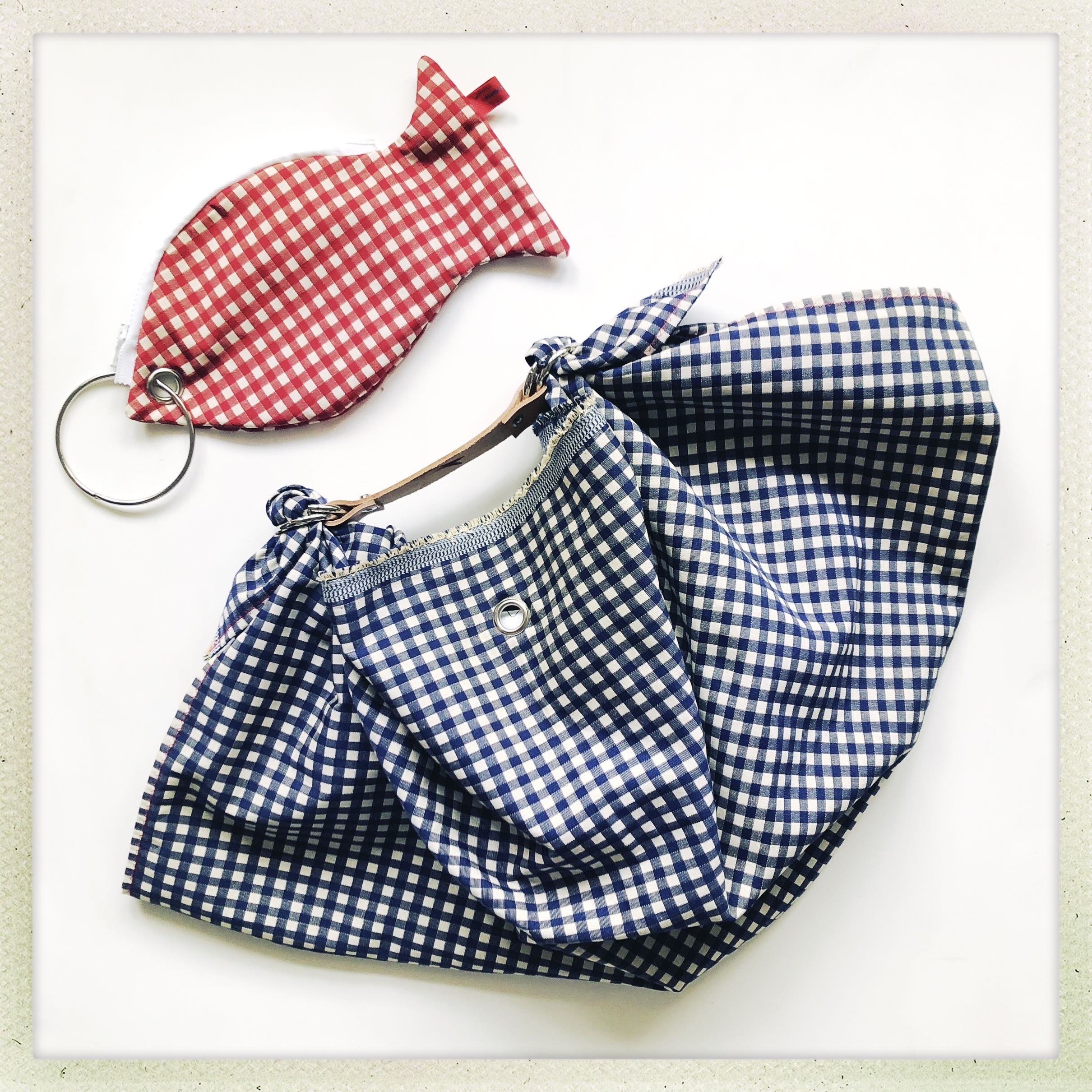 Borsa "Mandillo Bag Vichy ” BLU - Lesardine.com
